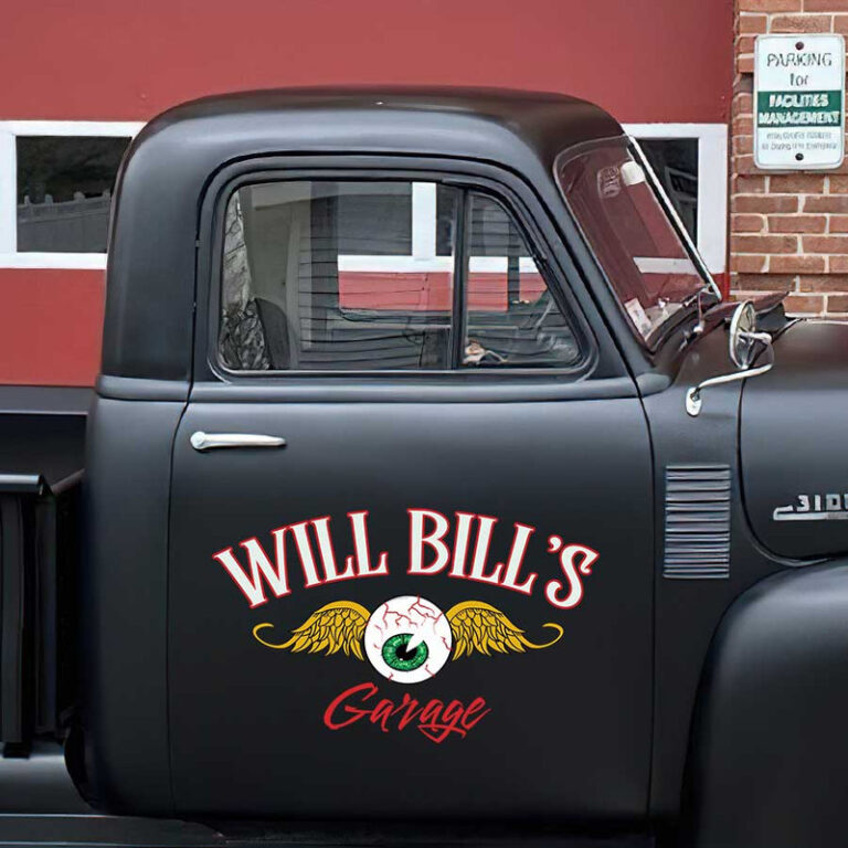 personalized flying eyeball lettering hot rod door art rat rod ...