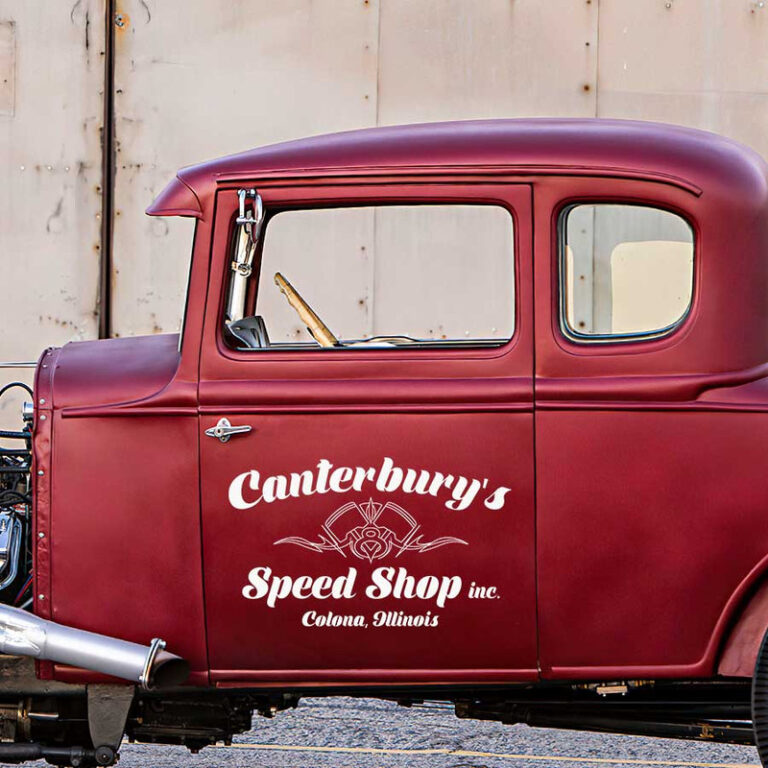 personalized pinstriping piston lettering shop truck door art hot rod ...