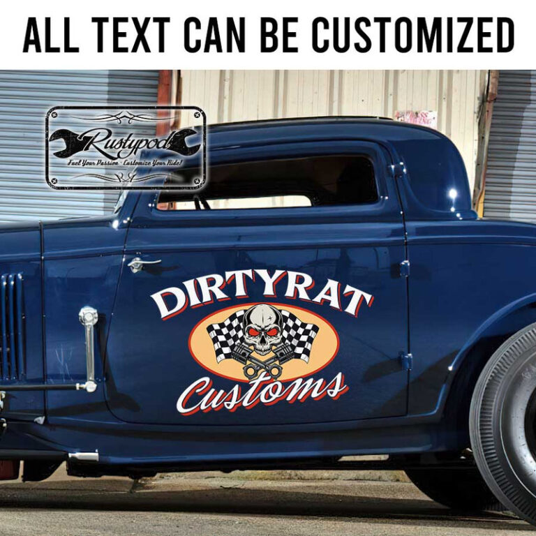 personalized hot rod decal hot rod lettering rat rod door art shop ...