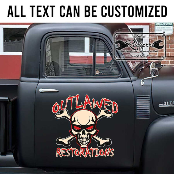 personalized skull and crossing wrench lettering restoration garage ...