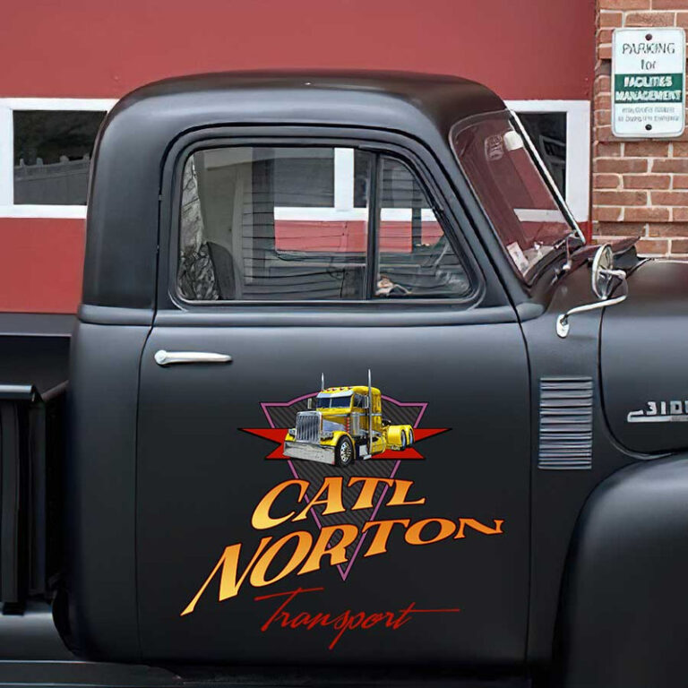 personalized truck gaphix transport company door sign sticker 13153 - Rustypod Store