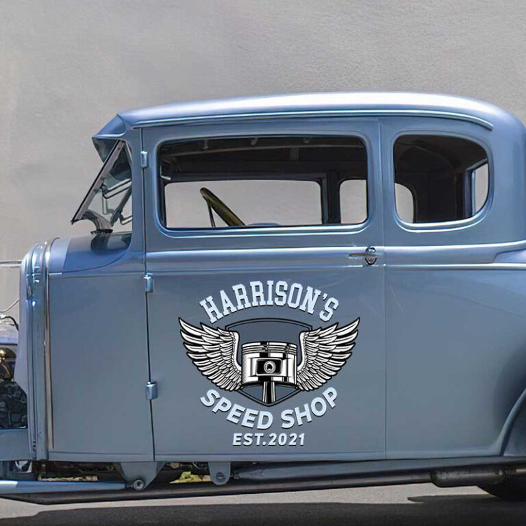 personalized piston and wing speed shop sign hot rod lettering garage ...