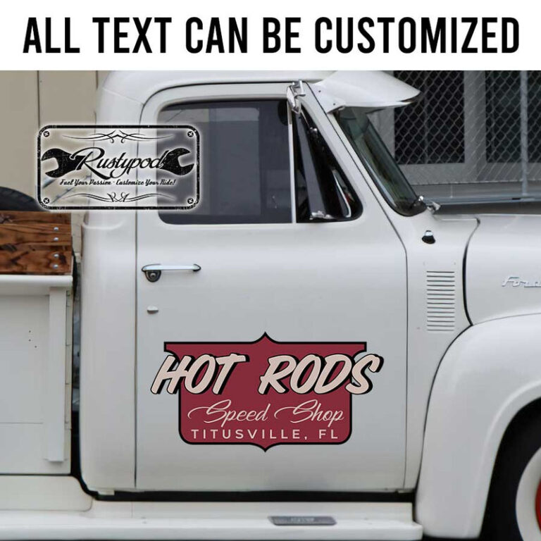 personalized hot rod lettering sign rat rod door art shop truck ...