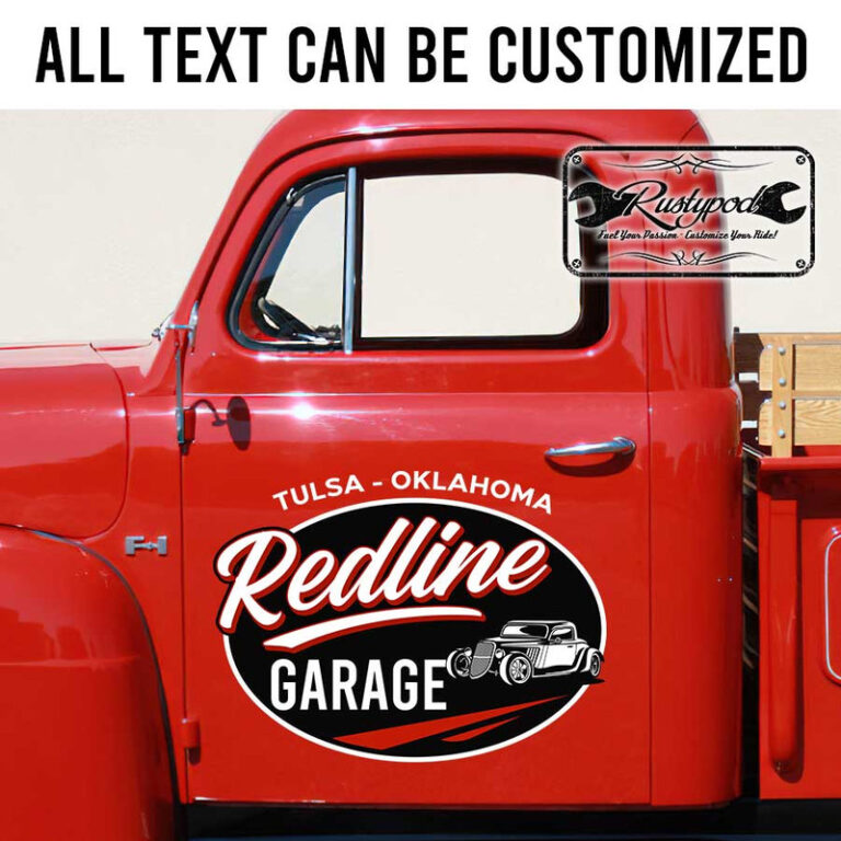 personalized hot rod garage lettering rat rod door sign shop truck door ...