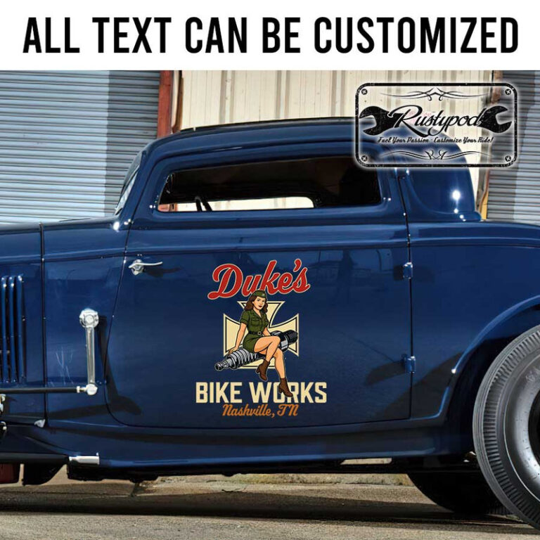 personalized iron cross and pin up girl spark plug lettering nose art ...