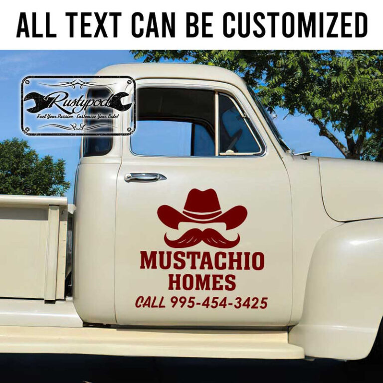 personalized babershop mustache lettering sign rat rod door art sticker ...