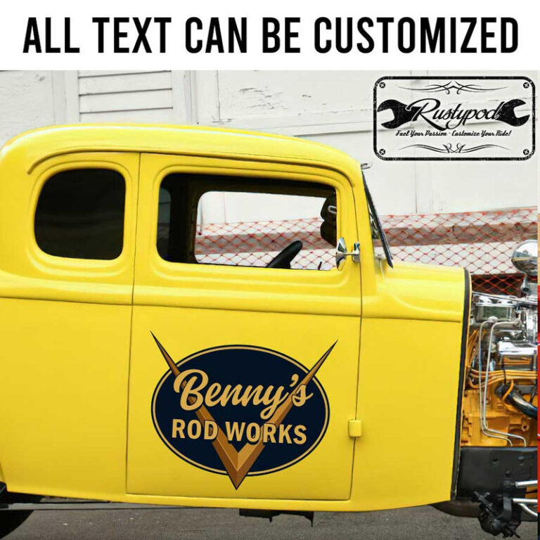 personalized hot rod lettering rod work sign rat rod door art shop ...