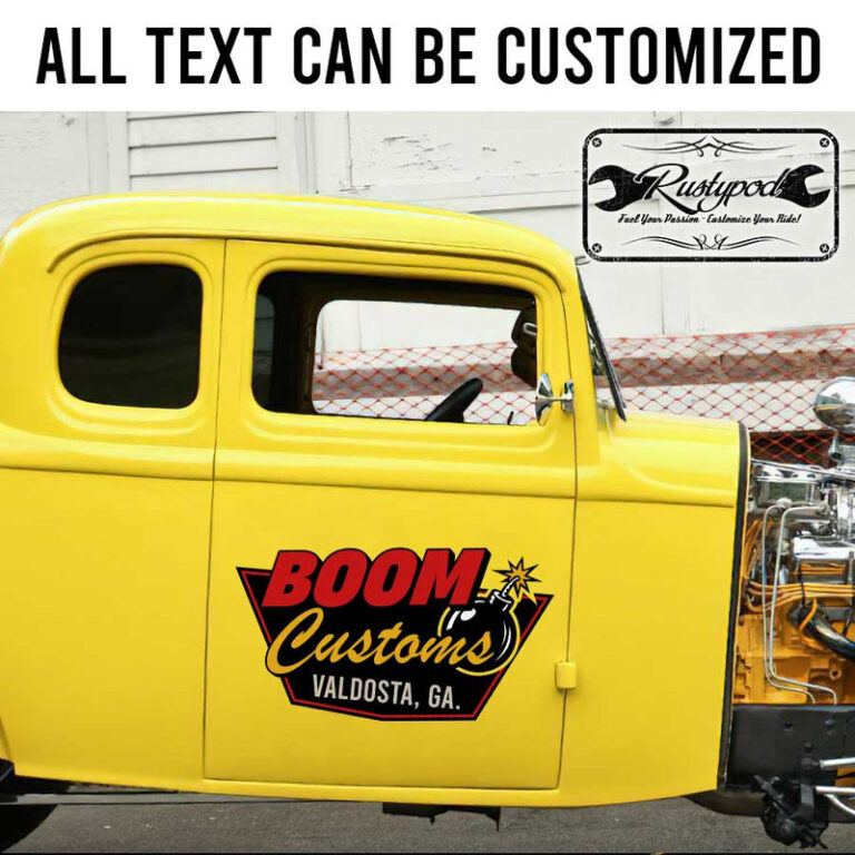 personalized boom customs garage sign hot rod lettering rat rod door ...