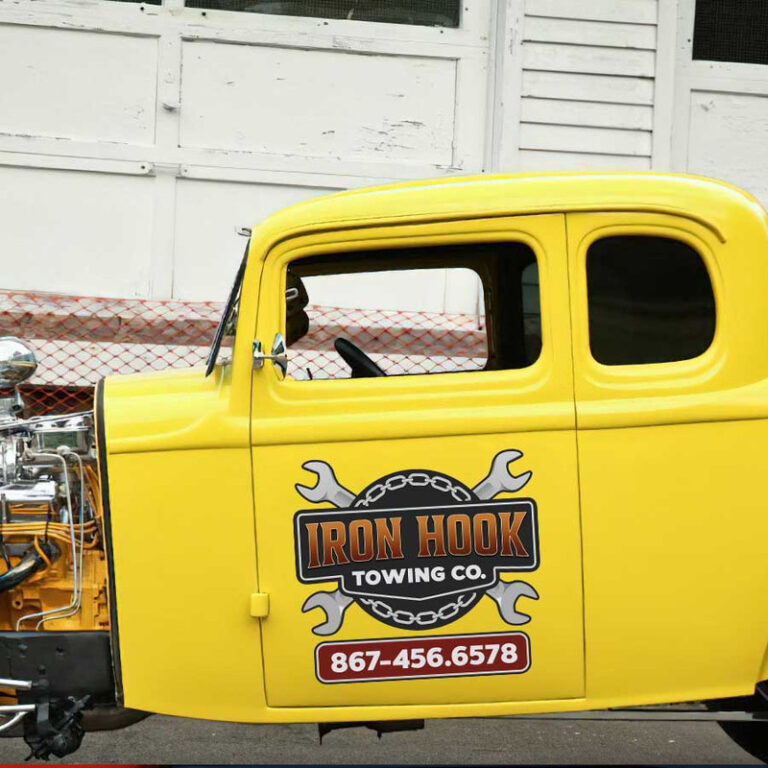 personalized towing company sign iron hook lettering sticker 13527 ...