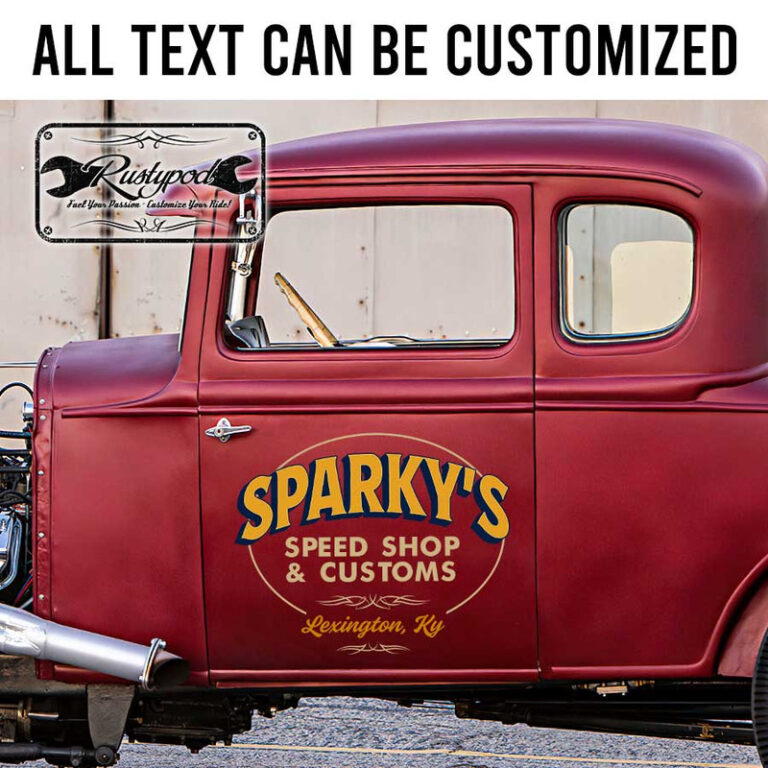 personalized hot rod lettering pinstriping art rat rod door sign kustom ...