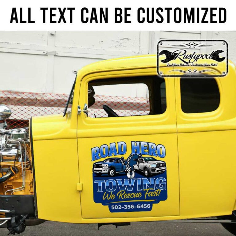 personalized towing service lettering decal recovery garage sign truck ...