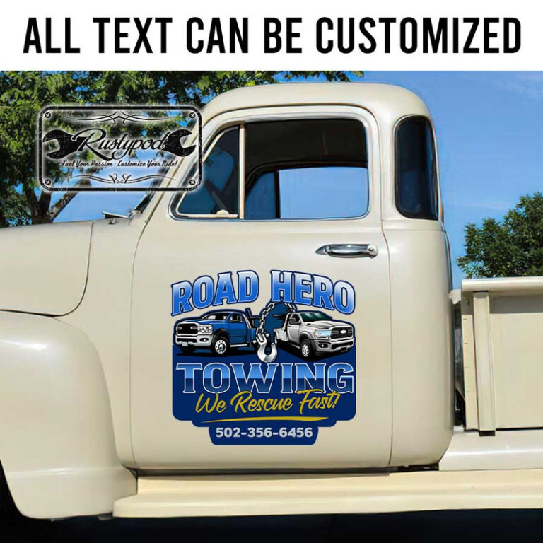 personalized towing service lettering decal recovery garage sign truck ...