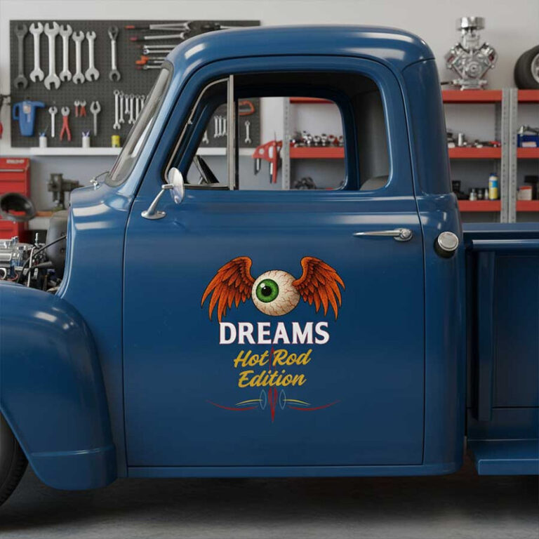 personalized flying eyeball hot rod lettering decal pinstriping art ...