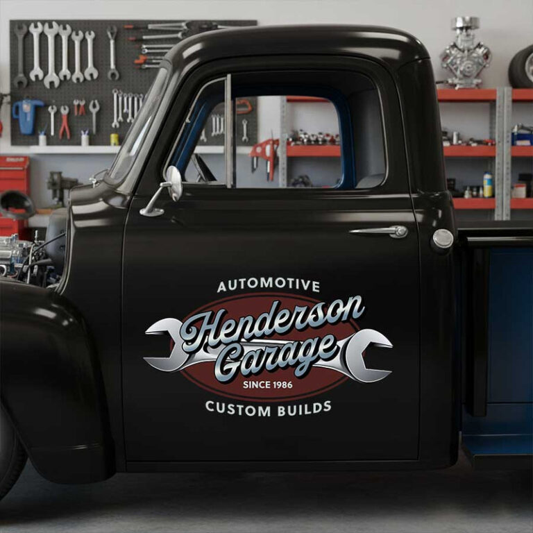 personalized hot rod garage lettering decal wrench logo lettering decal ...