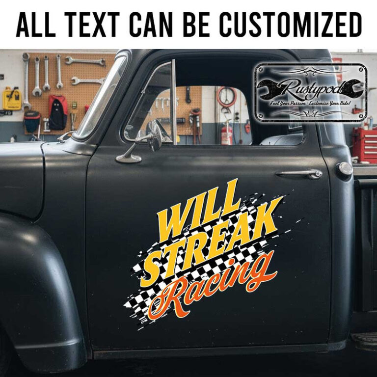 personalized checkered flag lettering decal racing car lettering decal ...