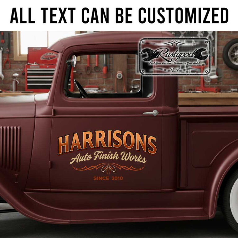 personalized auto garage sign decal pinstriping art decal patina ...