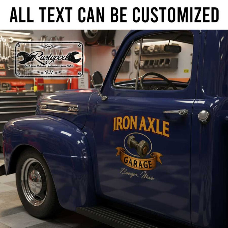 personalized rusty nutz lettering decal hot rod garage sign decal rat ...