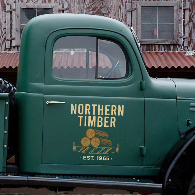 personalized timber company lettering sign truck graphics decal wood ...