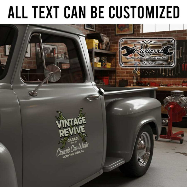 personalized crossing wrench lettering garage sign decal hot rod garage ...
