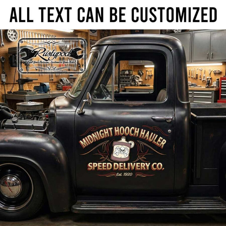 personalized rum running hot rod lettering decal pinstriping art decal ...