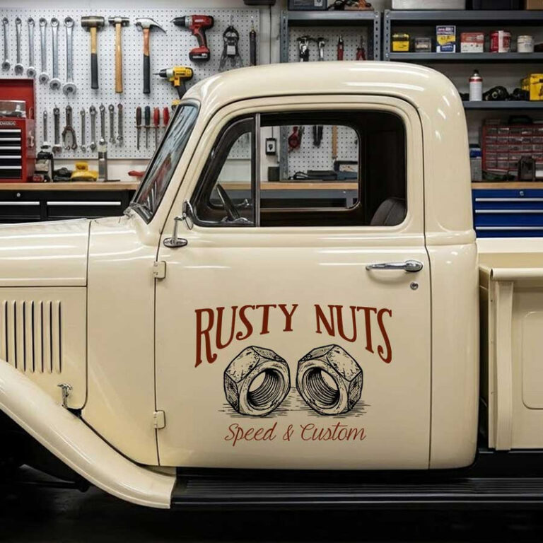 personalized rusty nuts speed and custom sign decal hot rod lettering ...