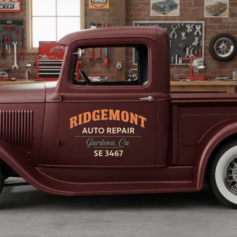 personalized hot rod garage lettering shop truck door art truck ...